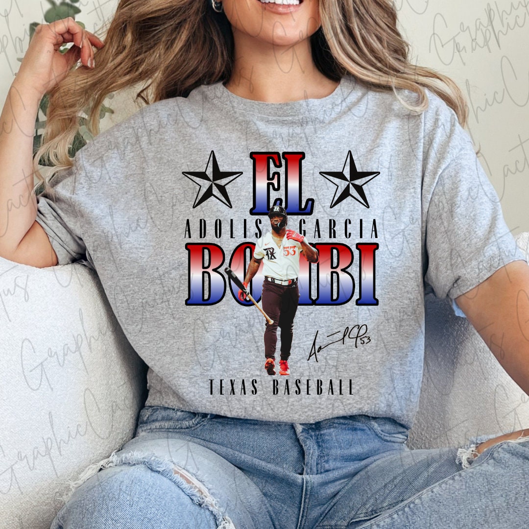 El Bombi Adolis Garcia Texas Rangers Baseball Shirt Gildan 5000 Comfort ...