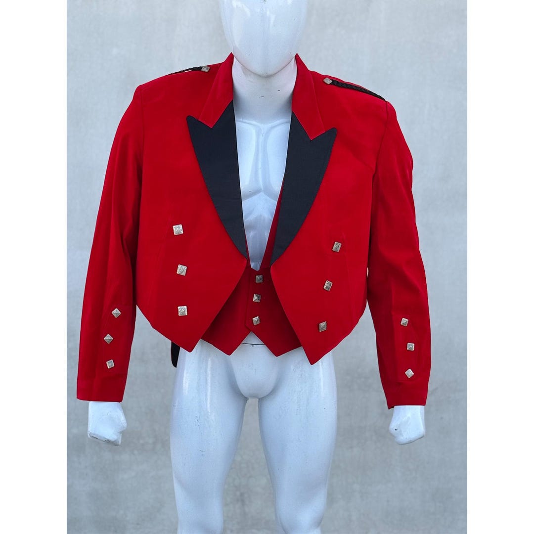 Handmade Red Prince Charlie Kilt Jacket With Vest - Traditional ...