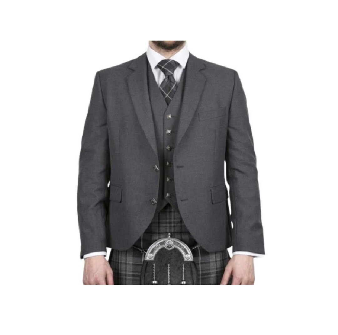 Scottish Argyle Wool Kilt Jacket With Waistcoat - Handmade Men's Argyll ...