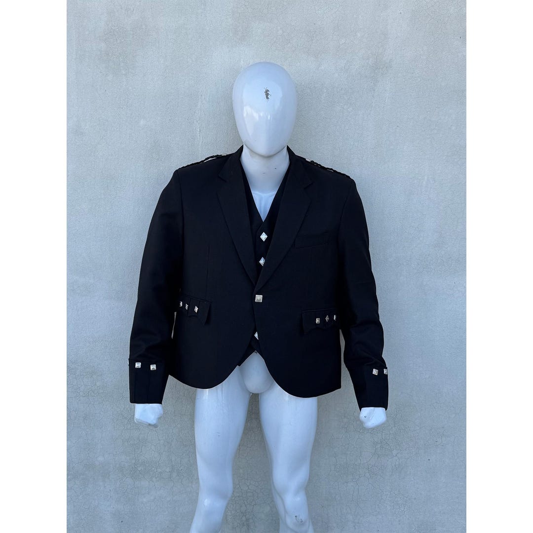 Handmade Argyle Kilt Jacket With Vest - New Serge Wool Wedding Argyll ...