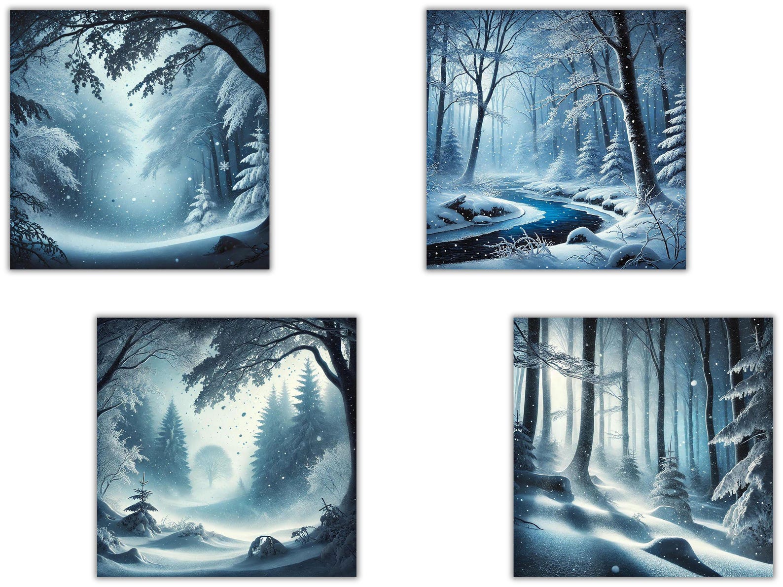 Snowy Winter Digital Paper Pack, Magical Frosty Forest Backgrounds ...