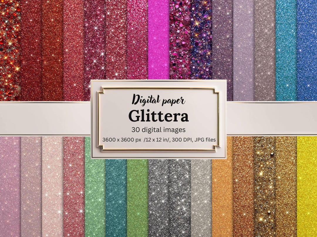 Glitter Digital Paper Bundle – 30 Glitter Textures, Sparkle Backgrounds ...