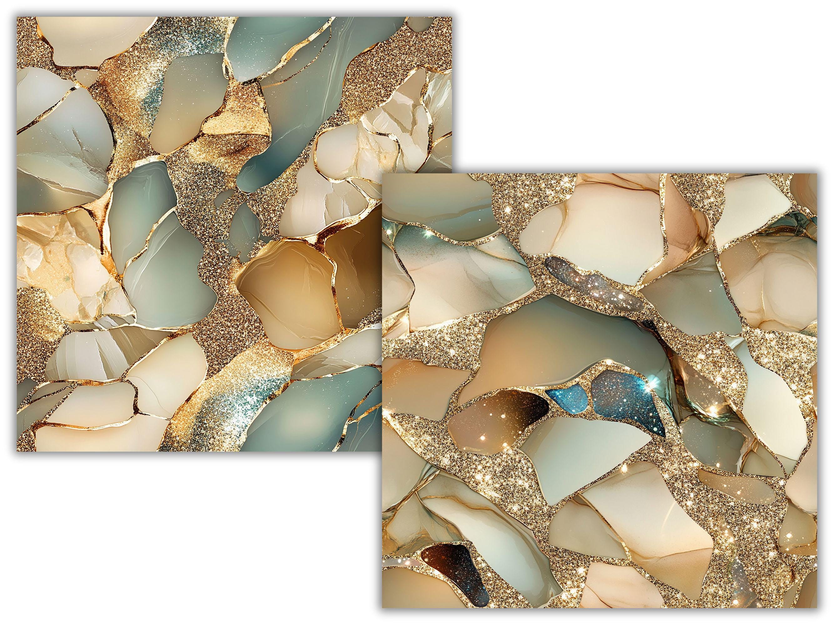 Neutral Luxe Alcohol Ink & Gold Glitter Digital Paper Pack, 21 Seamless ...