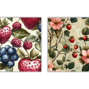 Berry Watercolor Digital Papers | 24 Seamless Patterns | Strawberries ...