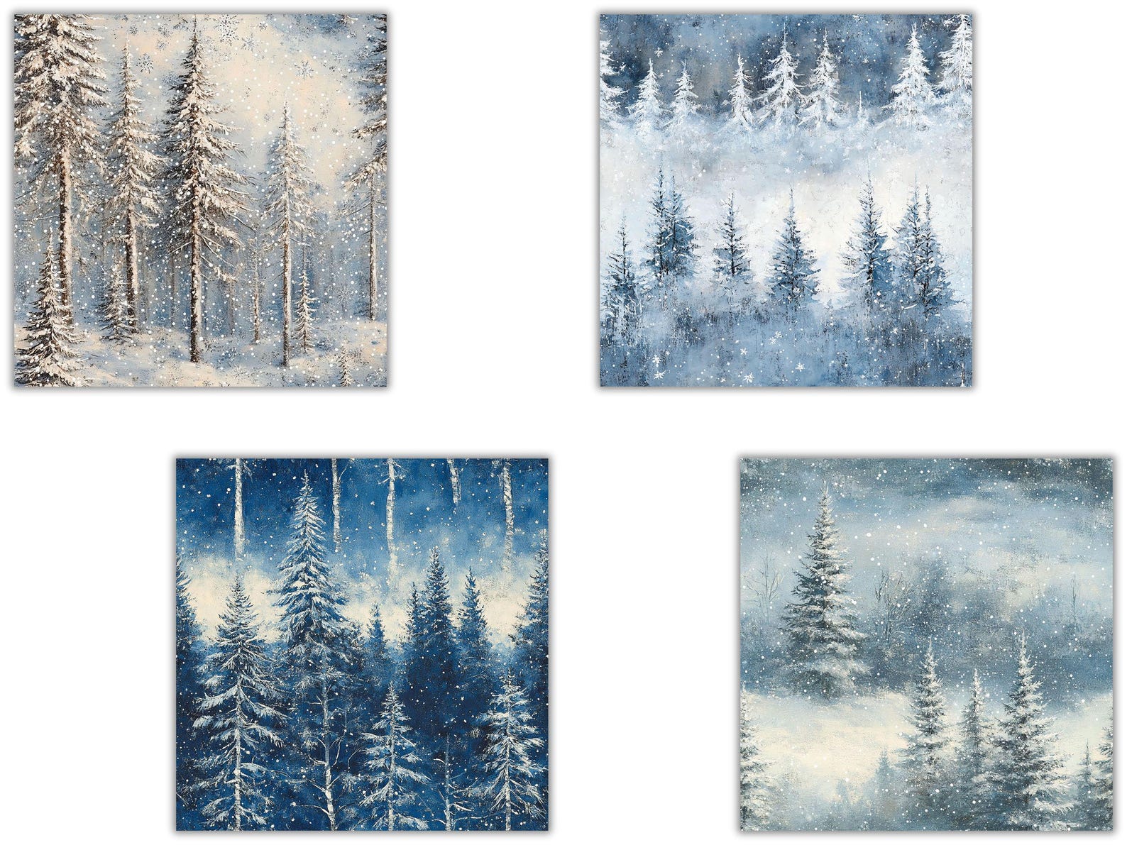Snowy Forests Digital Paper Pack, 24 Seamless Winter Landscapes ...