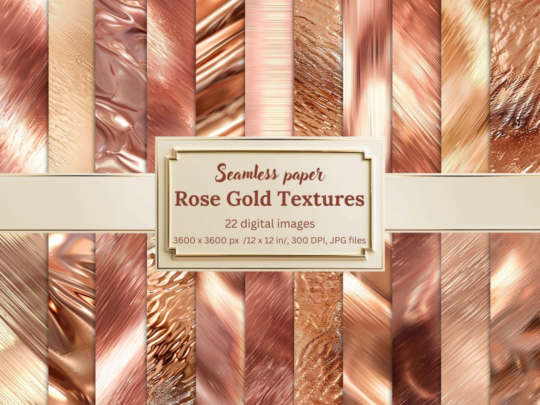 Rose Gold Digital Paper Bundle | 22 Seamless Metallic Rose Gold ...