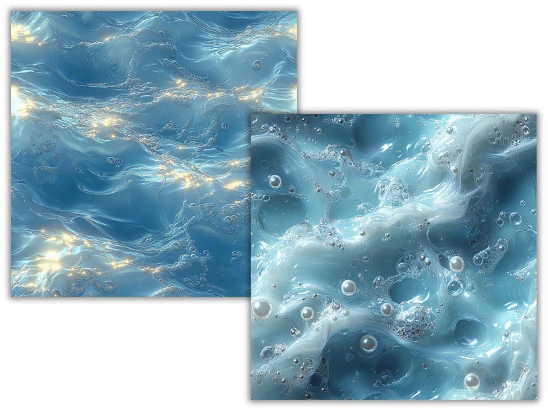 Ocean Foam & Pearls Seamless Digital Paper Pack, 19 Aqua Blue ...
