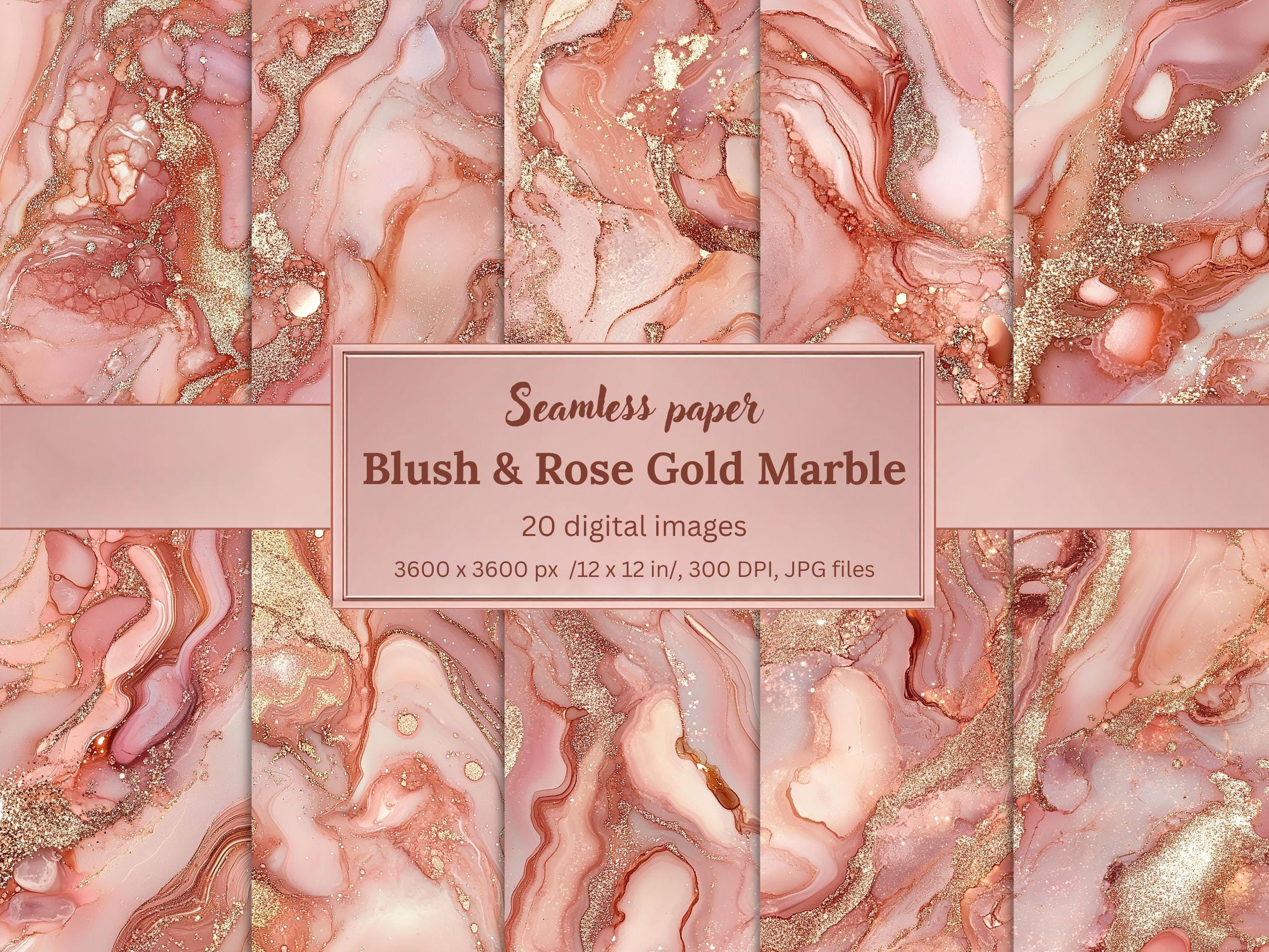Blush & Rose Gold Marble Digital Paper Pack - 20 Seamless Glitter ...