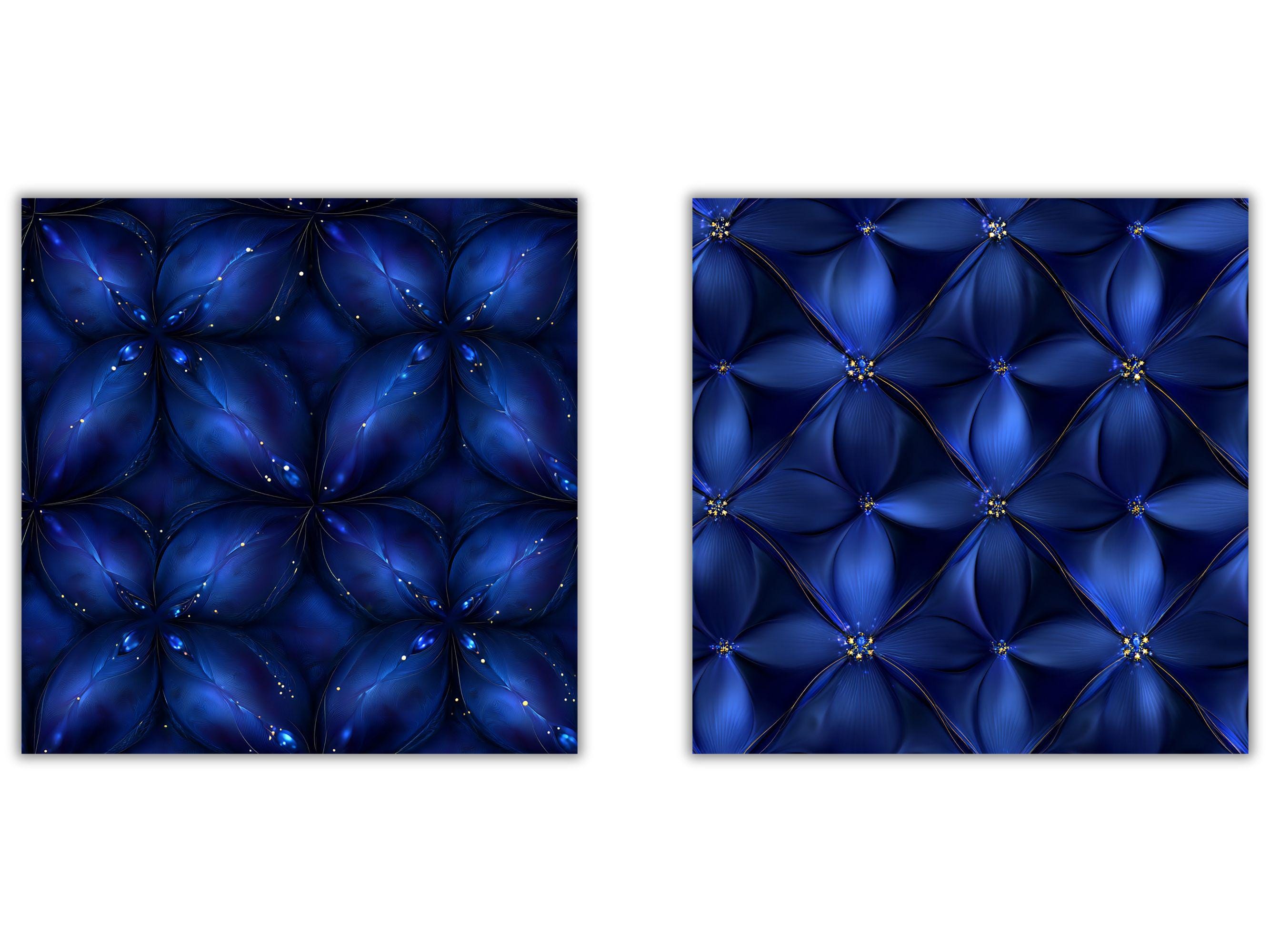 Luxury Sapphire Bloom Digital Papers, Seamless Deep Blue Floral ...