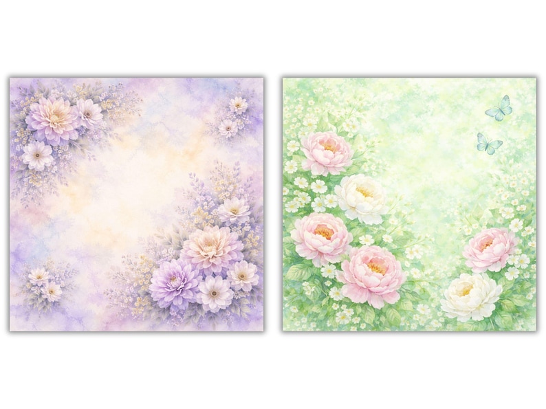 Pastel Watercolor Floral Backgrounds, Romantic Vintage Shabby Chic ...