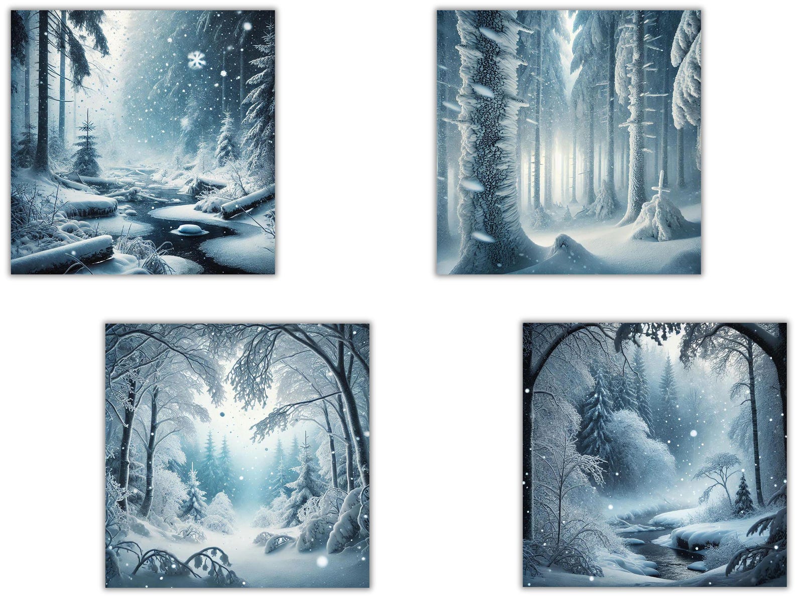 Snowy Winter Digital Paper Pack, Magical Frosty Forest Backgrounds ...
