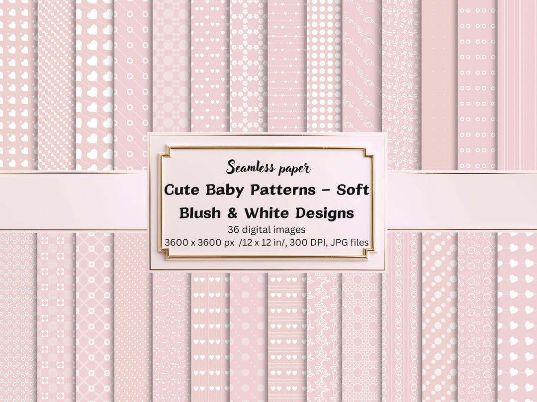 Cute Baby Pastel Patterns – 36 Seamless Digital Papers in Soft Blush ...