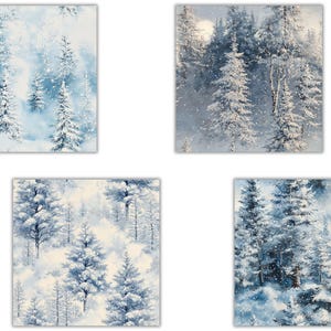Snowy Forests Digital Paper Pack, 24 Seamless Winter Landscapes ...