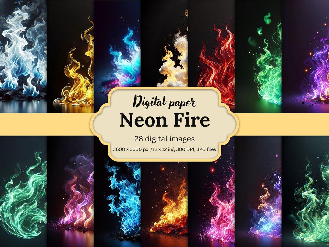 Neon Fire Digital Paper Bundle | 28 Background Textures | Vibrant Red ...