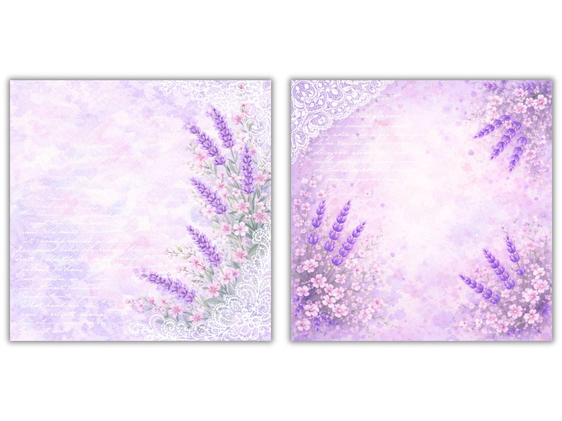 Lavender Lace Digital Paper Pack, Pastel Floral Backgrounds, Watercolor ...