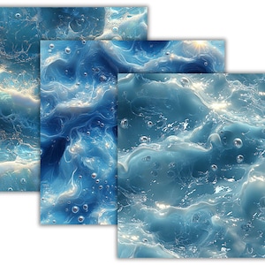 Ocean Foam & Pearls Seamless Digital Paper Pack, 19 Aqua Blue ...