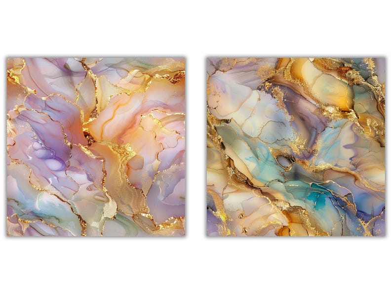 Golden Glitter & Alcohol Ink Digital Paper | 20 Luxury Holographic ...