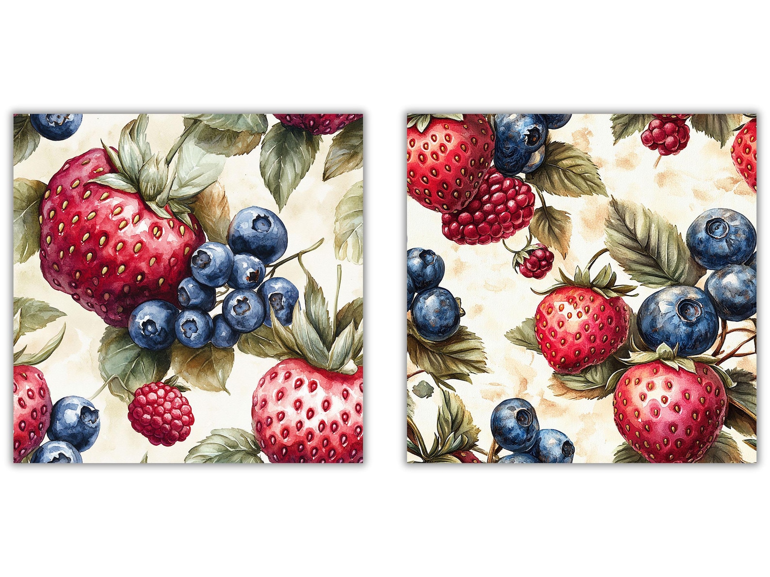 Berry Watercolor Digital Papers | 24 Seamless Patterns | Strawberries ...