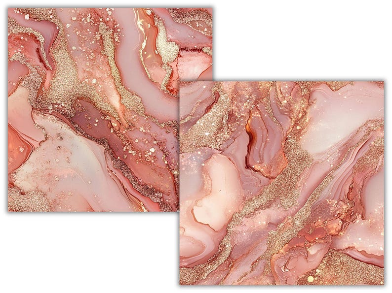 Blush & Rose Gold Marble Digital Paper Pack - 20 Seamless Glitter ...