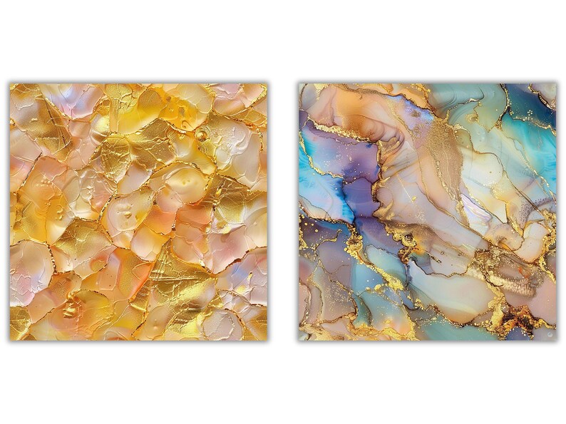 Golden Glitter & Alcohol Ink Digital Paper | 20 Luxury Holographic ...