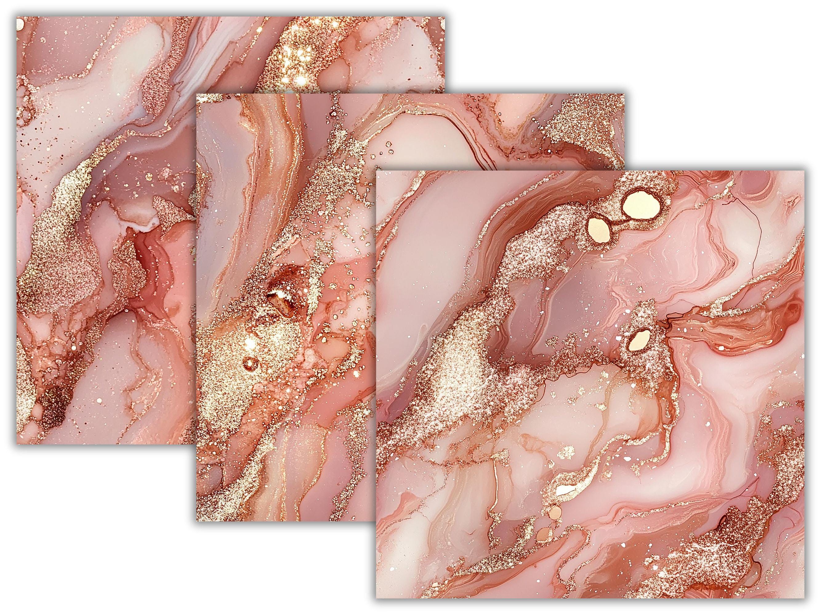 Blush & Rose Gold Marble Digital Paper Pack - 20 Seamless Glitter ...