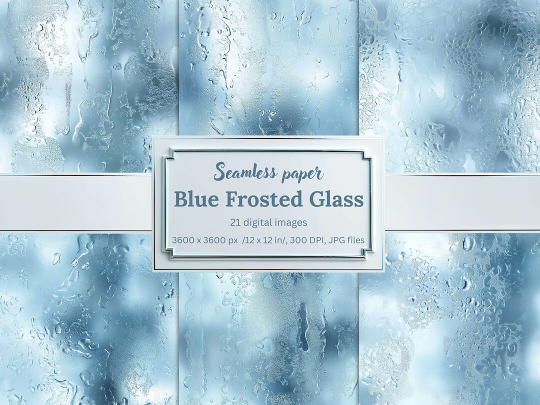 Blue Frosted Glass Digital Paper Bundle, Seamless Abstract Backgrounds ...