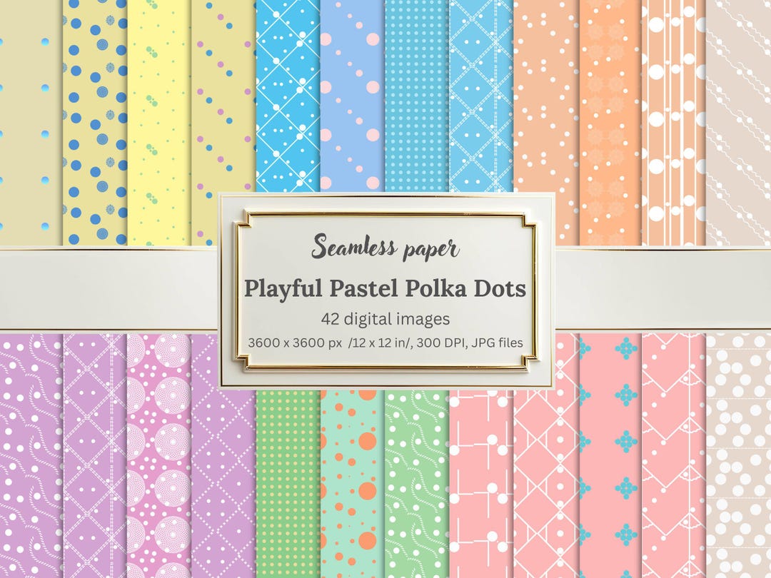 Playful Pastel Polka Dots Digital Paper Bundle, 42 Seamless Patterns ...