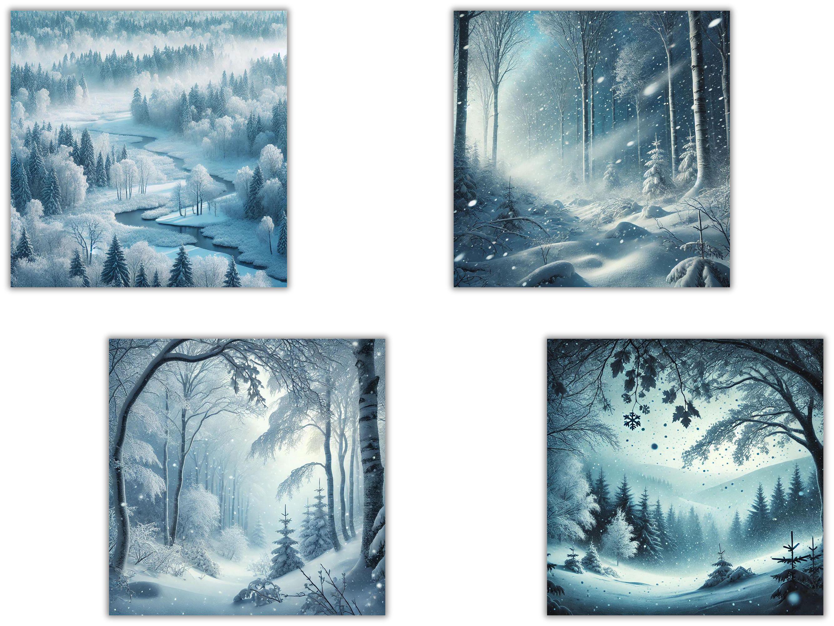 Snowy Winter Digital Paper Pack, Magical Frosty Forest Backgrounds ...