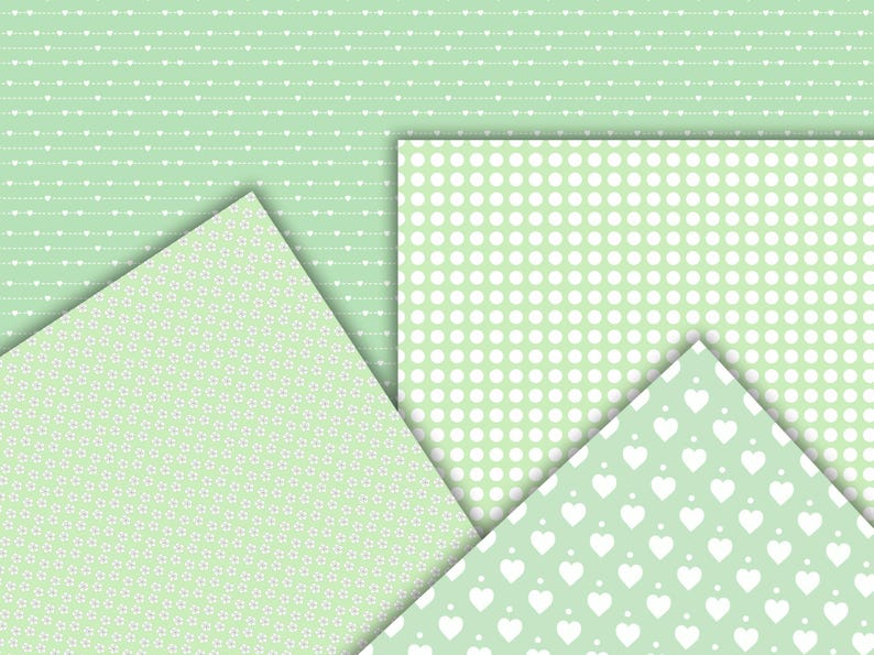 Soft Green and White Seamless Digital Papers | 36 Elegant Abstract ...