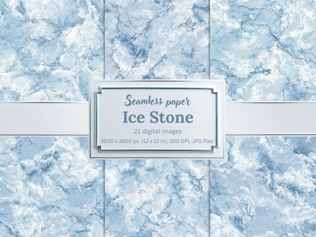 Ice Stone Digital Paper Pack, Seamless Mineral Textures, Icy Blue ...