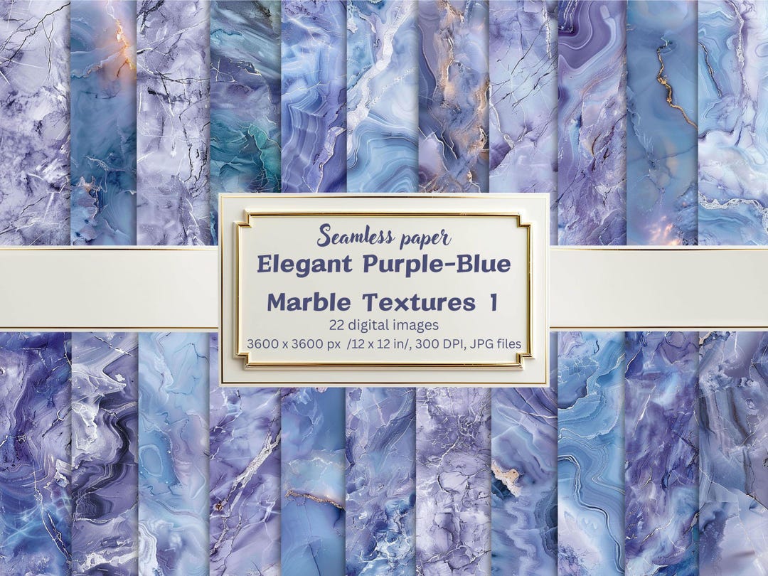 Luxury Marble Digital Paper Pack - Elegant Seamless Purple-blue-gray ...