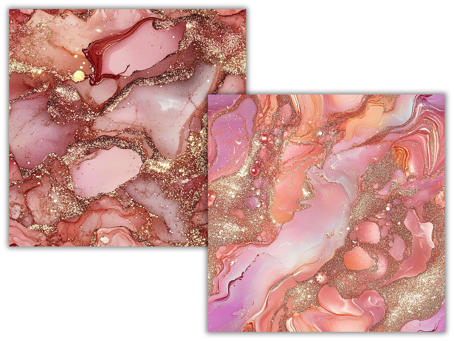 Blush Gold Marble Digital Paper Pack, 20 Seamless Textures, Alcohol Ink ...