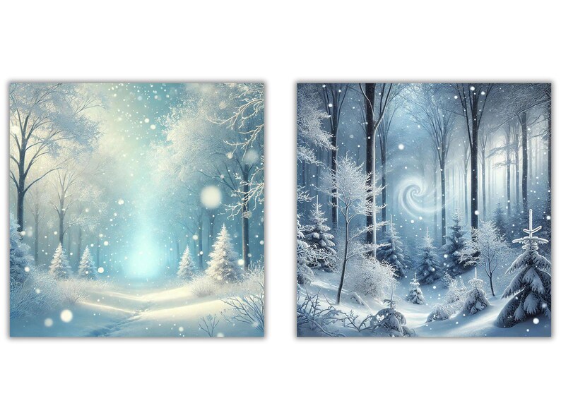 Snowy Winter Digital Paper Pack, Magical Frosty Forest Backgrounds ...