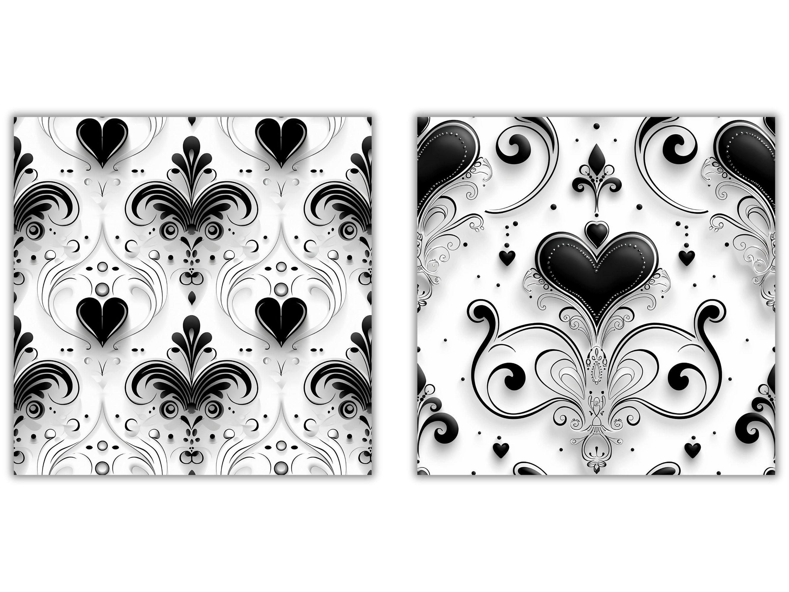Black White Heart Digital Paper Bundle, 22 Love Backgrounds for ...