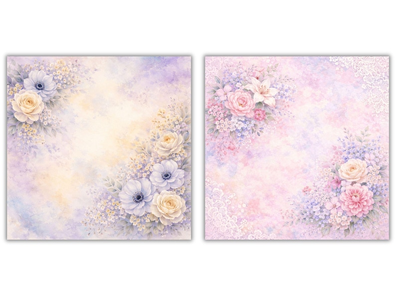 Pastel Watercolor Floral Backgrounds, Romantic Vintage Shabby Chic ...