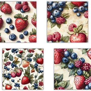 Berry Watercolor Digital Papers | 24 Seamless Patterns | Strawberries ...