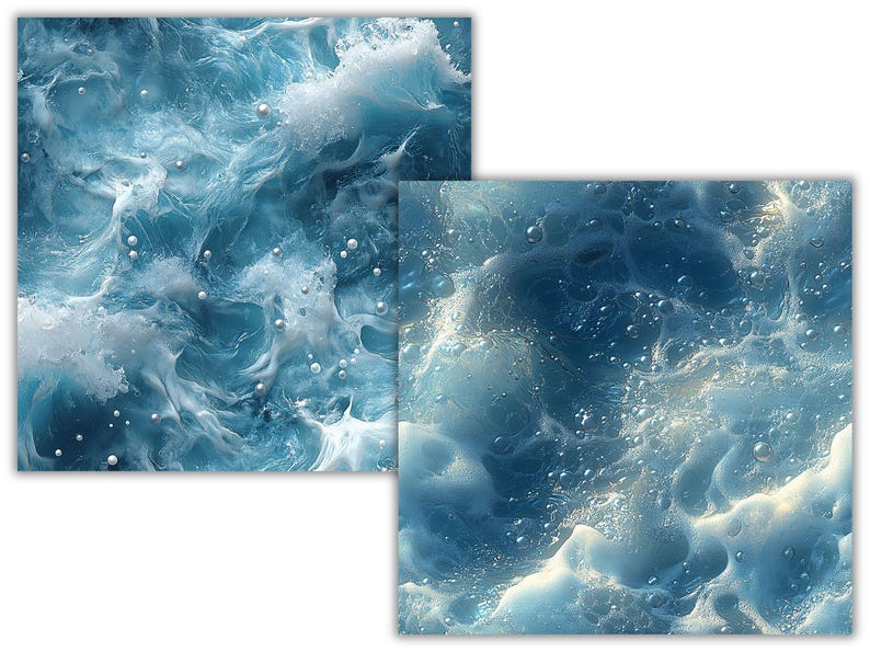 Ocean Foam & Pearls Seamless Digital Paper Pack, 19 Aqua Blue ...