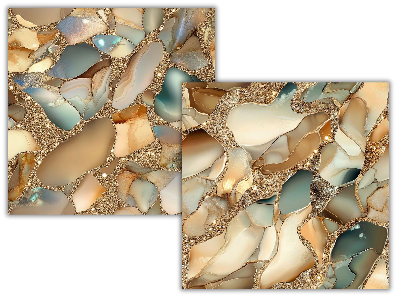Neutral Luxe Alcohol Ink & Gold Glitter Digital Paper Pack, 21 Seamless ...