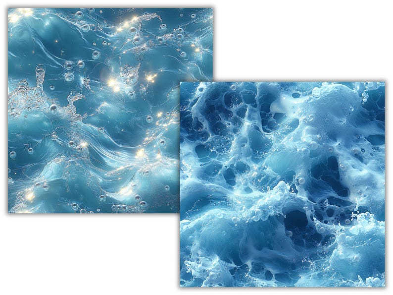 Ocean Foam & Pearls Seamless Digital Paper Pack, 19 Aqua Blue ...