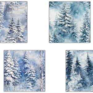 Snowy Forests Digital Paper Pack, 24 Seamless Winter Landscapes ...