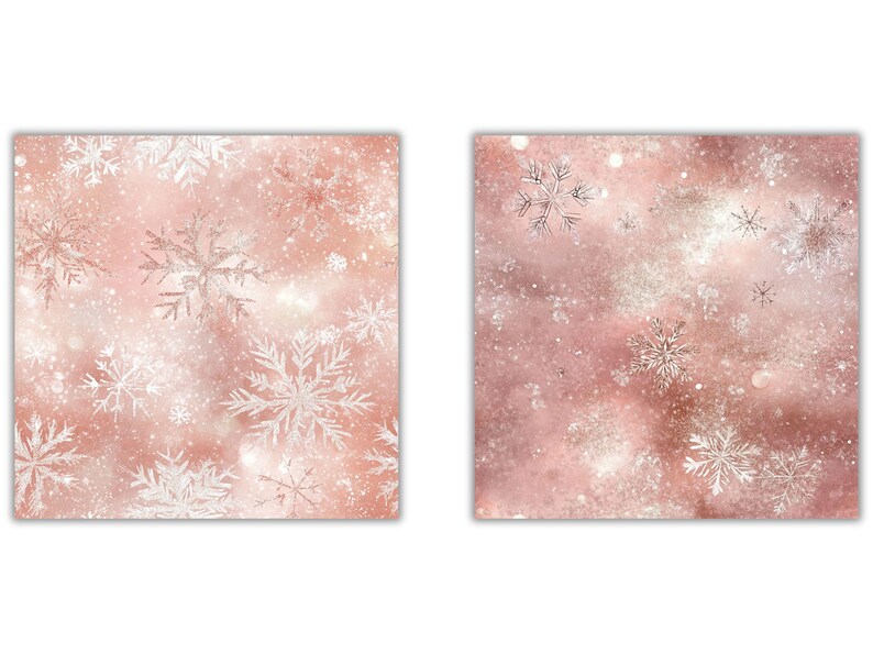 Blush Rose Snowflake Backgrounds, Seamless Winter Digital Papers for ...
