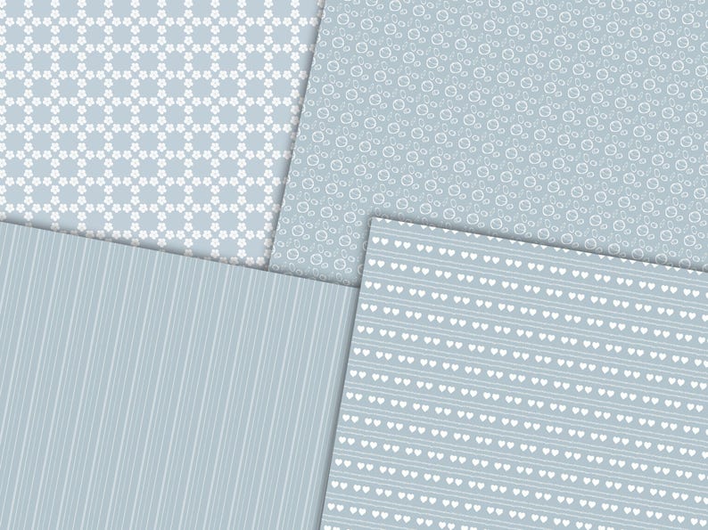 Soft Blue and White Seamless Digital Papers, Cute Light Blue Geometric ...