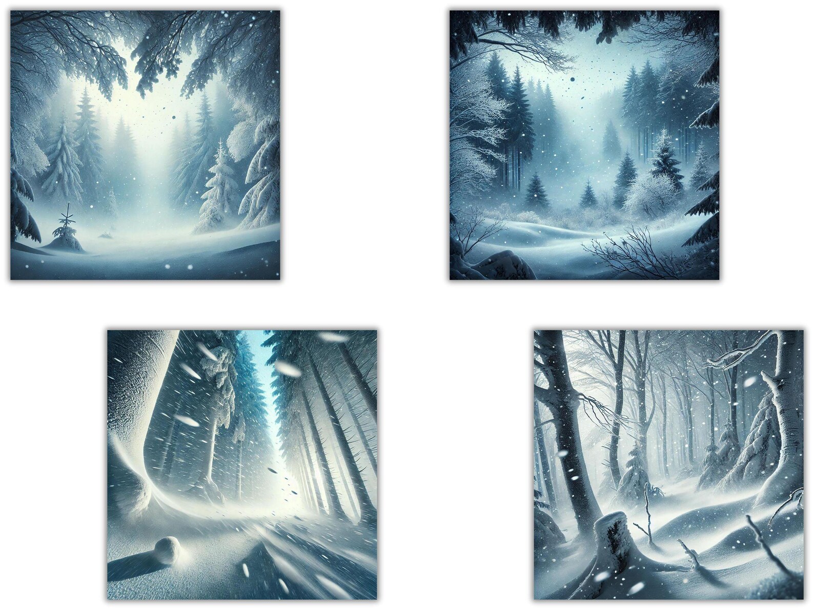 Snowy Winter Digital Paper Pack, Magical Frosty Forest Backgrounds ...