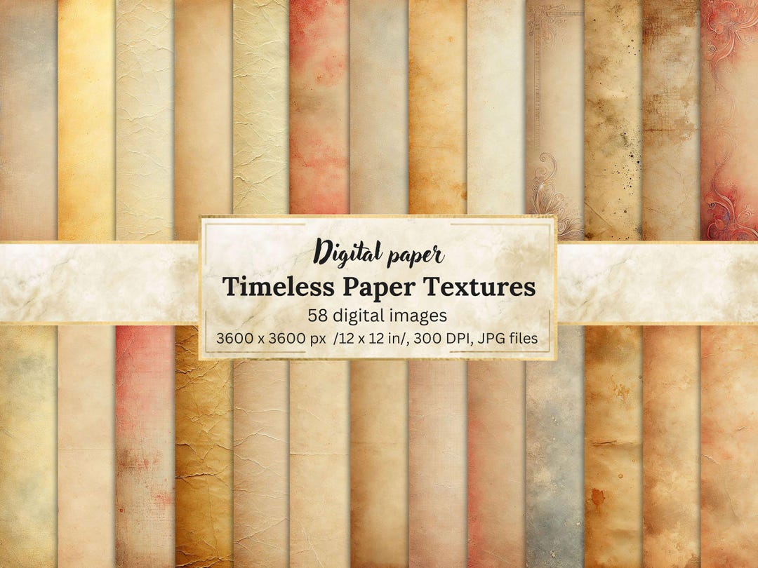 Timeless Paper Textures – Digital Paper Bundle With 58 Vintage Aged ...
