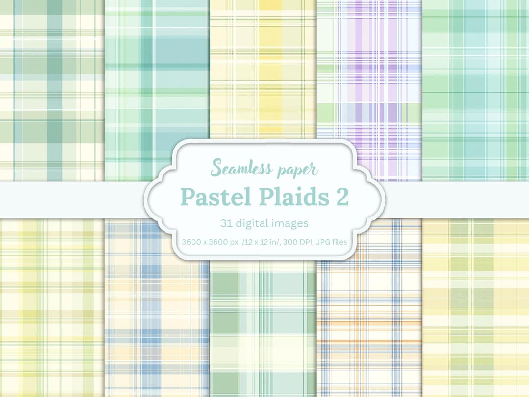 Pastel Plaid Digital Paper, 31 Seamless Patterns, Spring & Summer ...