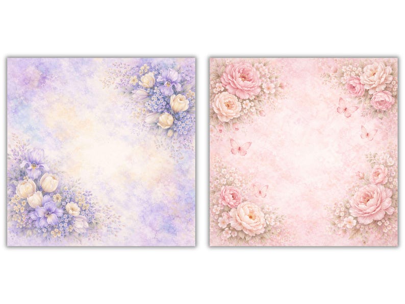 Pastel Watercolor Floral Backgrounds, Romantic Vintage Shabby Chic ...