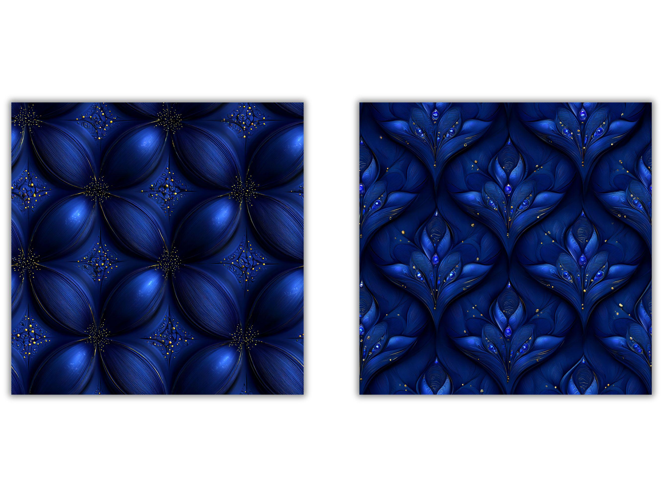 Luxury Sapphire Bloom Digital Papers, Seamless Deep Blue Floral ...