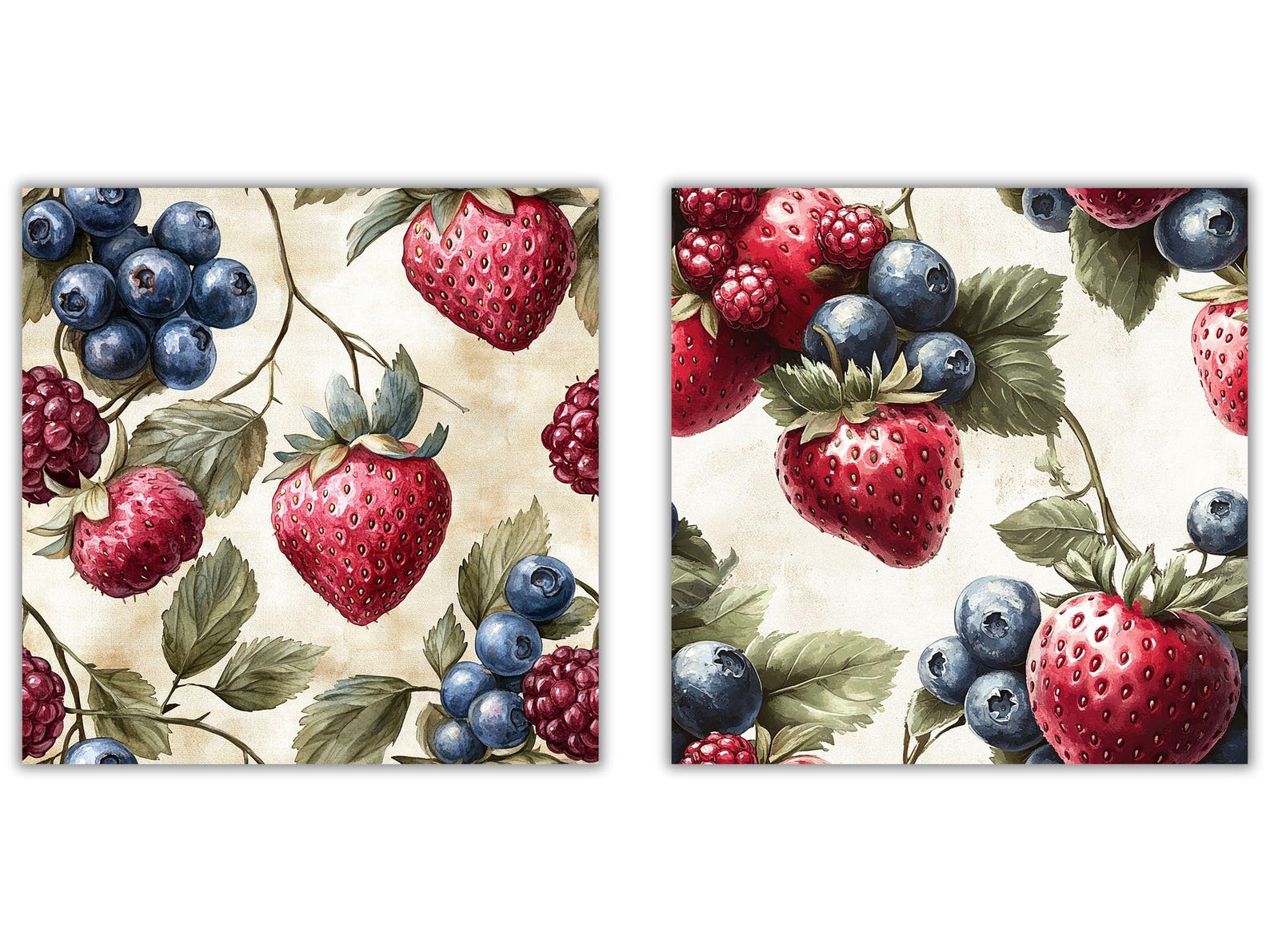 Berry Watercolor Digital Papers | 24 Seamless Patterns | Strawberries ...