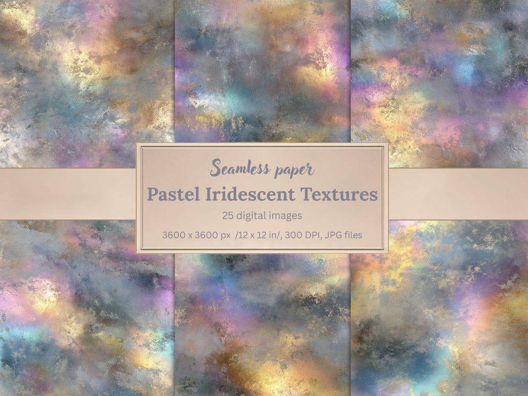 Pastel Iridescent Textures Digital Paper Pack, Seamless Abstract ...