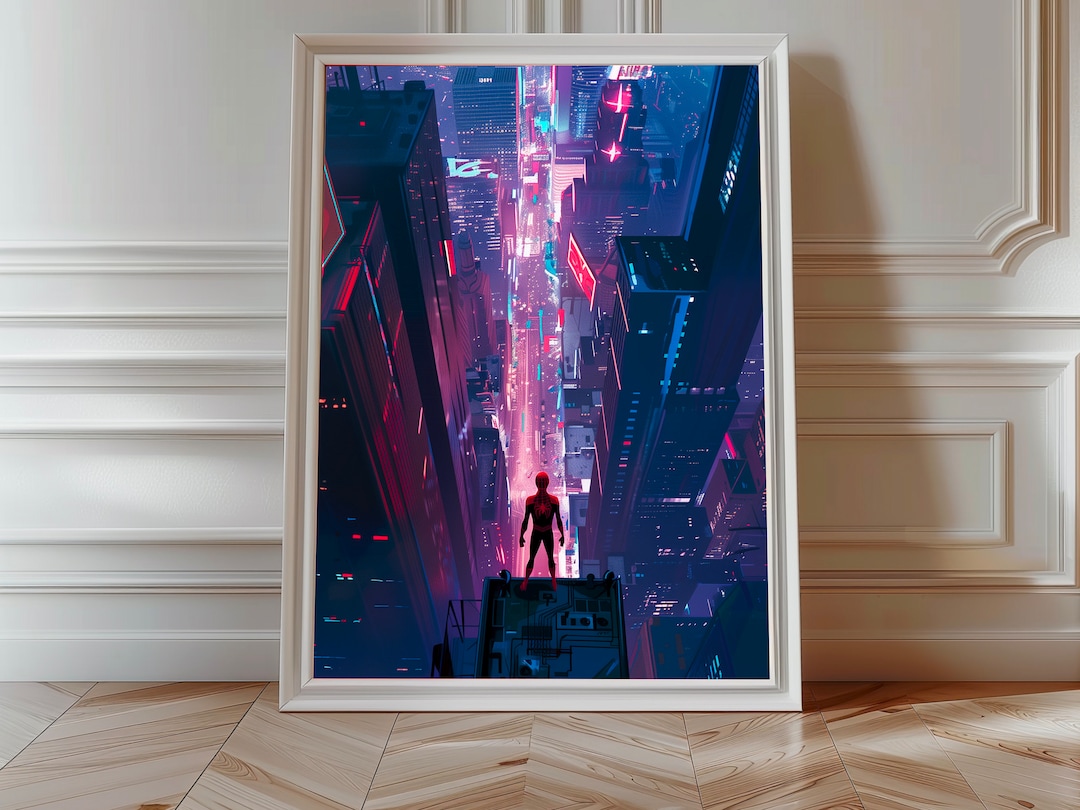 Across the Spiderverse Art Print, Spiderman, Miles Morales, Vintage ...